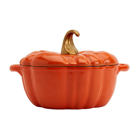 Smith and Clark Iron Works Enameled Cast Iron 4-Qt Pumpkin Dutch Oven - Orange