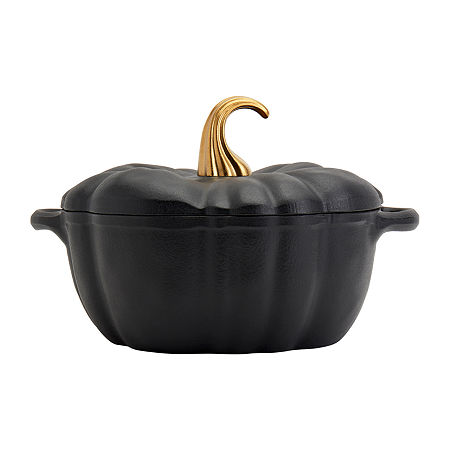Smith and Clark Iron Works Enameled Cast Iron 4-Qt Pumpkin Dutch Oven - Black