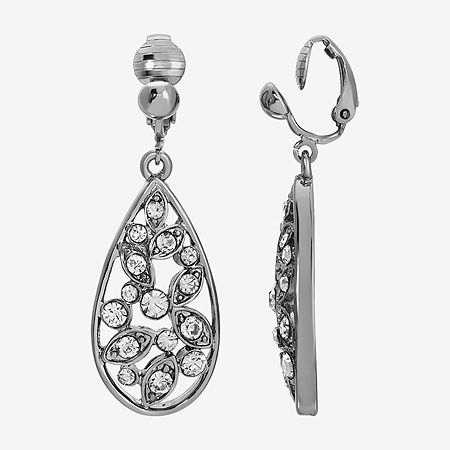 Click here for 1928 Silver Tone Womens Crystal Clip On Earrings... prices