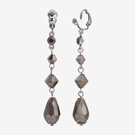 Click here for 1928 Silver Tone Womens Gray Crystal Clip On Earri... prices