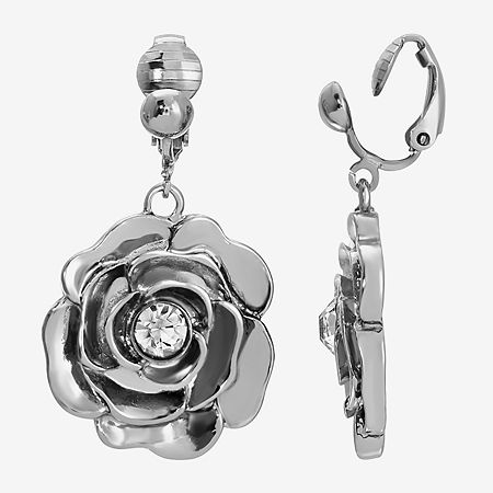 Click here for 1928 Silver Tone Womens Crystal Flower Clip On Ear... prices