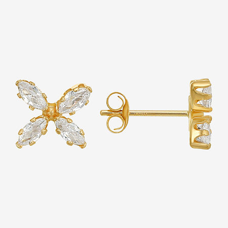 Click here for Cubic Zirconia 10K Gold 7.3mm Flower Stud Earrings... prices