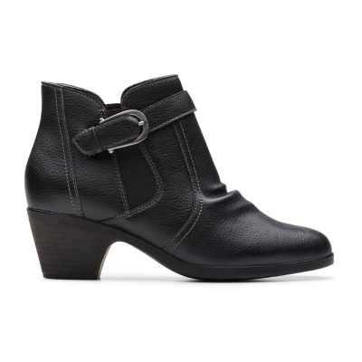 Clarks Womens Emily Opal Stacked Heel Dress Boots, Color: Black - JCPenney