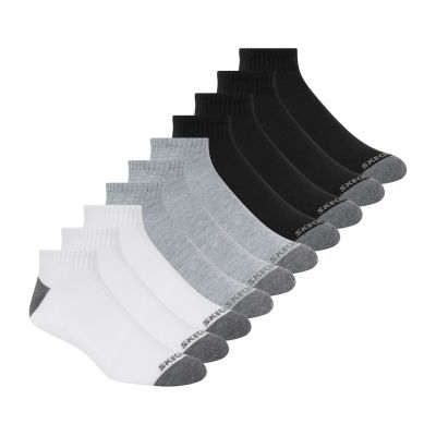 Skechers 10 Pair Quarter Ankle Socks Mens, Color: White Gray Black ...