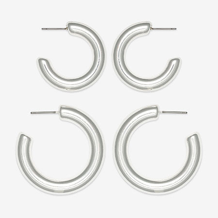 Click here for Mixit Hypoallergenic Silver Tone Hoop Womens Hypoa... prices