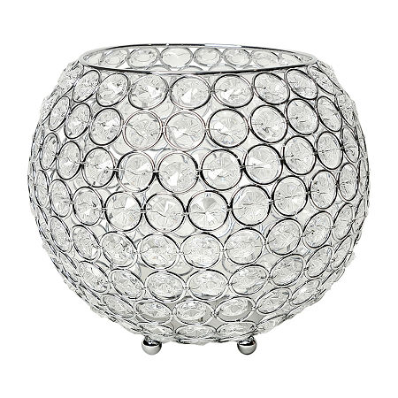 Elegant Designs Elipse Crystal Circular Bowl Candle Holder  Flower Vase  Wedding Centerpiece - Chrome