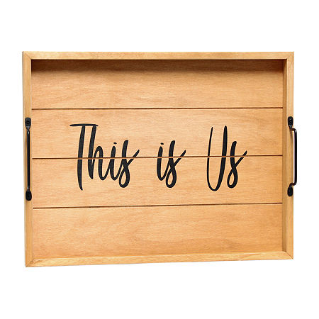 Elegant Designs Decorative Wood Serving Tray w/ Handles  15.50 x 12  This is Us HG2000-NTU