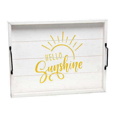 Elegant Designs Decorative Wood Serving Tray with Handles - Cream