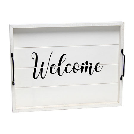 Elegant Designs Decorative Wood Serving Tray with Handles - Ivory