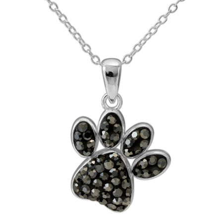 Click here for Sterling Silver Crystal Paw Print Pendant Necklace... prices