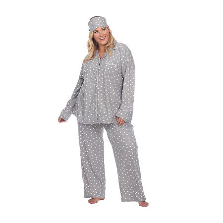 Womens Plus Size Pajama Set  3 Piece - Gray