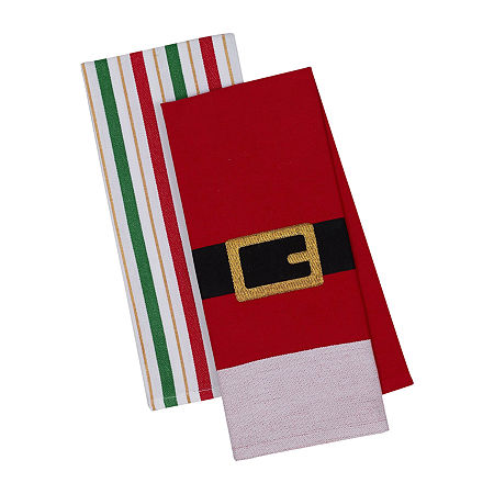Design Imports Assorted Santa Belt Dishtowel Set - Red