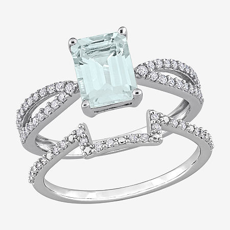 Click here for Womens 1/3 CT. T.W. Genuine Blue Aquamarine 14K Wh... prices