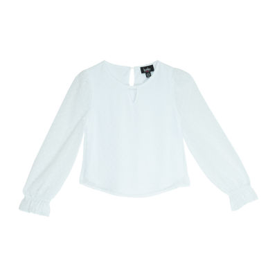 Byer California Little & Big Girls Keyhole Neck Long Sleeve Blouse ...