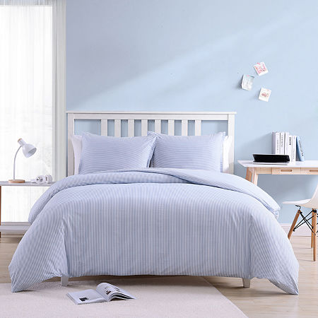 Click here for Poppy & Fritz Oxford Stripe Cotton Blue 2 Piece Du... prices