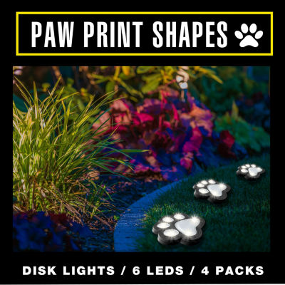 Bell + Howell Solar Powered Paw Print Disk Lights - 4 Pack, Color ...