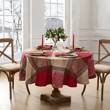 Click here for Elrene Prestige Poinsettia Jacquard Round Tableclo... prices