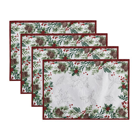 Click here for Elrene Holly Berry Flourish Holiday Fabric Placema... prices