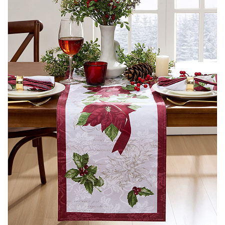 Click here for Elrene Clarette Poinsettia Holiday Fabric Table Ru... prices