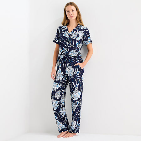 Liz Claiborne Cool and Calm Womens Tall Pajama Pants  X-small Tall  Blue