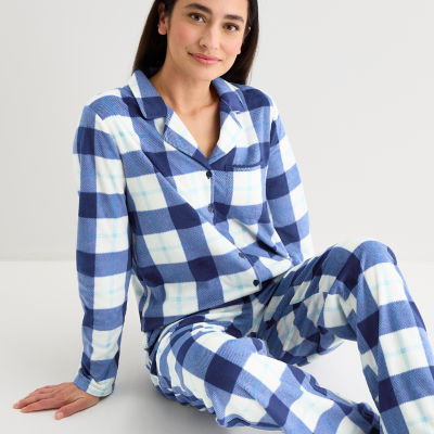 Adonna Womens Fleece Long Sleeve 2-pc. Pajama Sets - JCPenney