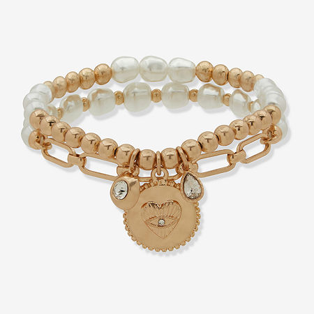 Click here for a.n.a Gold Tone Womens 2-pc. White Bracelet Set  O... prices