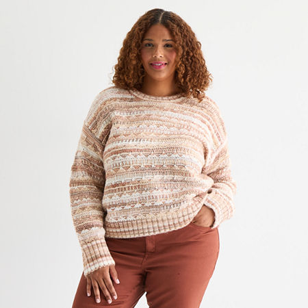 Click here for St. Johns Bay Plus Womens Crew Neck Long Sleeve Pu... prices