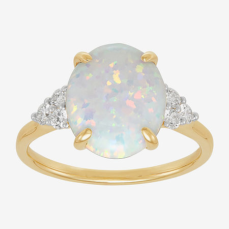 Click here for Womens Lab Created White Opal 14K Gold Over Silver... prices