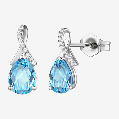 Click here for Womens Genuine Blue Topaz Sterling Silver Pear Dro... prices
