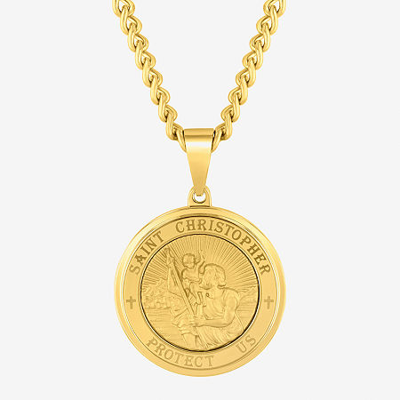 Click here for St. Christopher Medallion Mens Stainless Steel Rou... prices