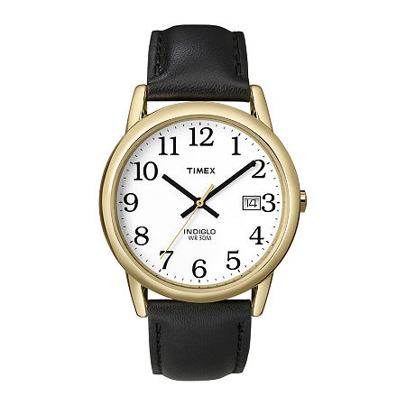 Click here for Timex Easy Reader Mens Black Leather Strap Watch T... prices