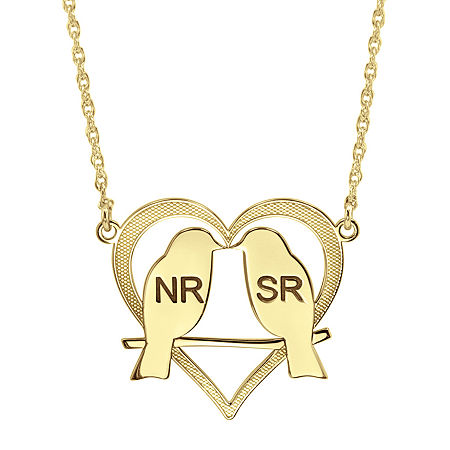 Click here for Personalized 25mm Love Birds Heart Couples Necklac... prices