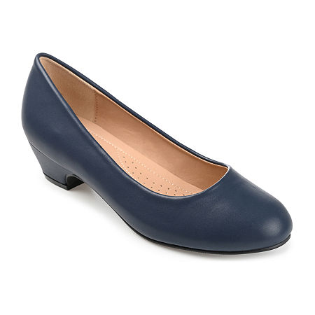 Journee Collection Womens Saar Round Toe Kitten Heel Pumps - Navy