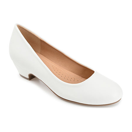 Journee Collection Womens Saar Round Toe Kitten Heel Pumps - White