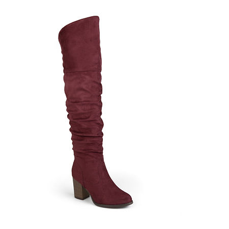 Journee Collection Womens Kaison Extra Wide Calf Stacked Heel Over The Knee Boots - Wine