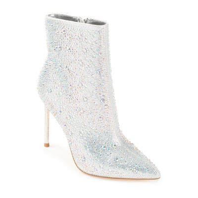 Journee Collection Womens Alexis Stiletto Heel Booties, Color: White ...