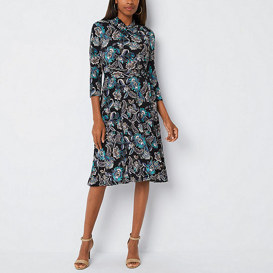 Perceptions Long Sleeve Floral Puff Print Fit + Flare Dress Perceptions Long Sleeve Floral Puff Print Fit + Flare Dress