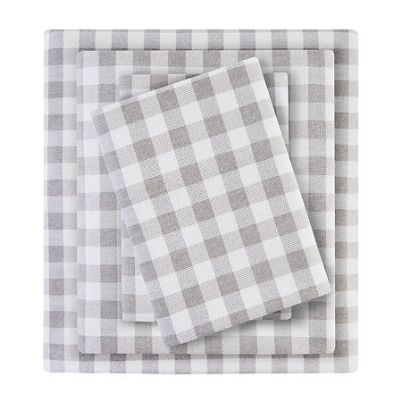 Madison Park Novelty Printed Cotton Flannel 4-Pc. Sheet Set  King - Gray Herringbone Check