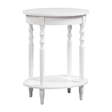 Classic Accents Brandi Oval End Table with Shelf - White