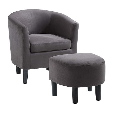 Convenience Concepts 26.25 Microfiber Churchill Accent Chair with Ottoman - Dark Gray Microfiber