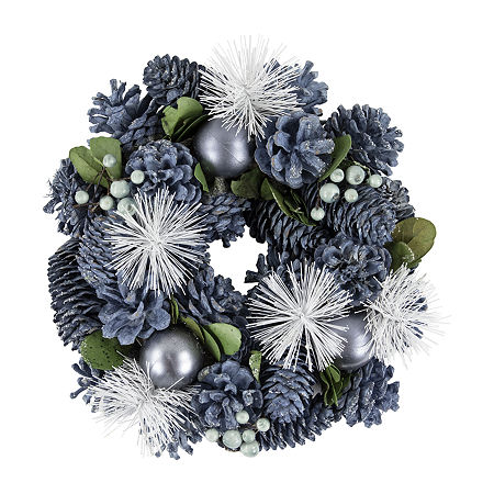 Northlight Pinecones Ornaments and Pine Needles Wreath - Blue