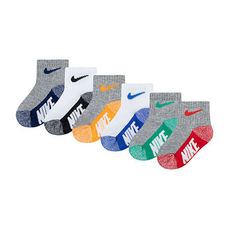 Nike Baby and Toddler Boys or Girls Multi Logo Socks  Pack of 6 - University Red/Black/Yellow/Blue/Green/N