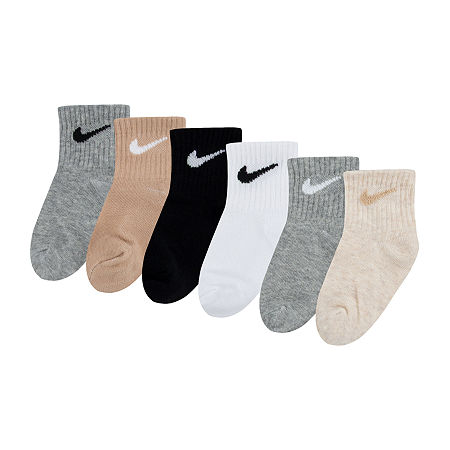 Nike Baby and Toddler Boys or Girls Swoosh Ankle Socks  Pack of 6 - Gray