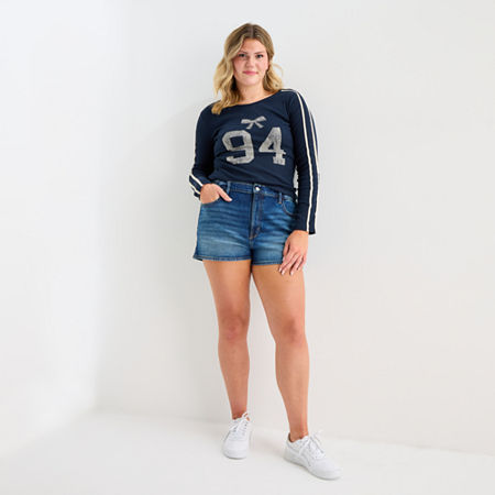 Click here for Arizona Womens High Rise Juniors Plus Denim Short... prices