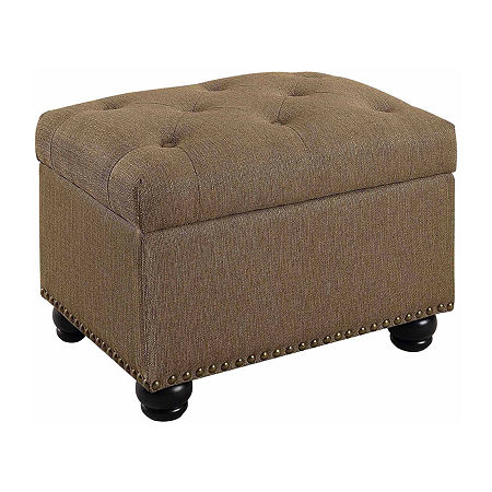 Convenience Concepts 24 Faux Linen 5th Avenue Storage Ottoman - Sandstone Fabric