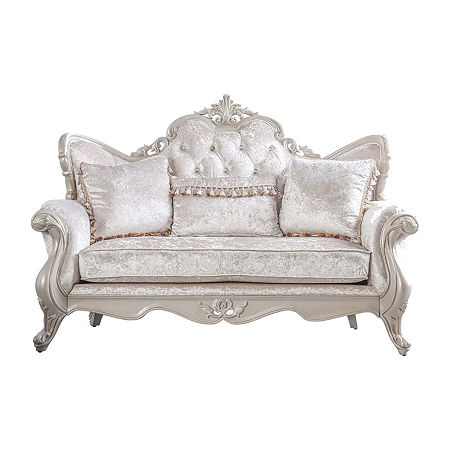 Click here for Raya Roll-Arm Upholstered Loveseat  One Size  Whit... prices