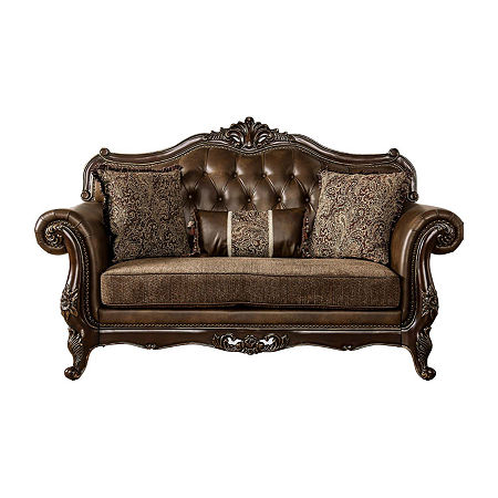 Click here for Somina Roll-Arm Upholstered Loveseat  One Size  Br... prices