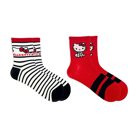 Click here for Ribbed Womens 2 Pair Hello Kitty Crew Socks  9-11... prices