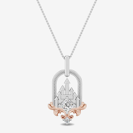 Enchanted Disney Fine Jewelry Majestic Princess (I  I2) Womens 1/4 CT. T.W. Lab Grown White Diamond Sterling Silver 18 Inch Pendant Necklace  One Size