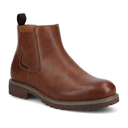 Vance Co. Mens Osmond Comfort Round Toe Chelsea Boots - Brown